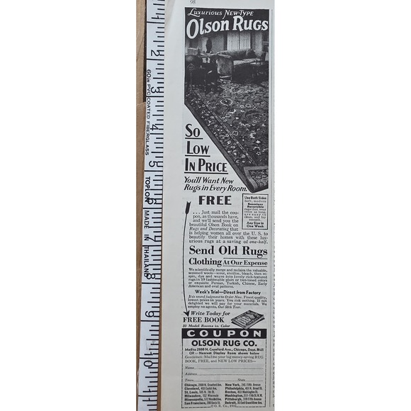 Olson Rugs | Wall Decor | Vintage Olson Rugs Advertisement 932 ...